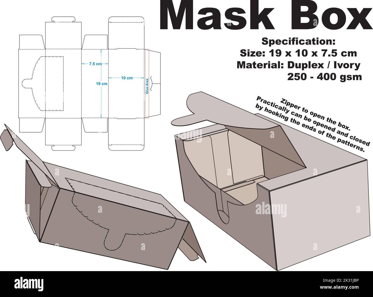 Simple mask box but looks cute. Comes with a zipper to open the box ...