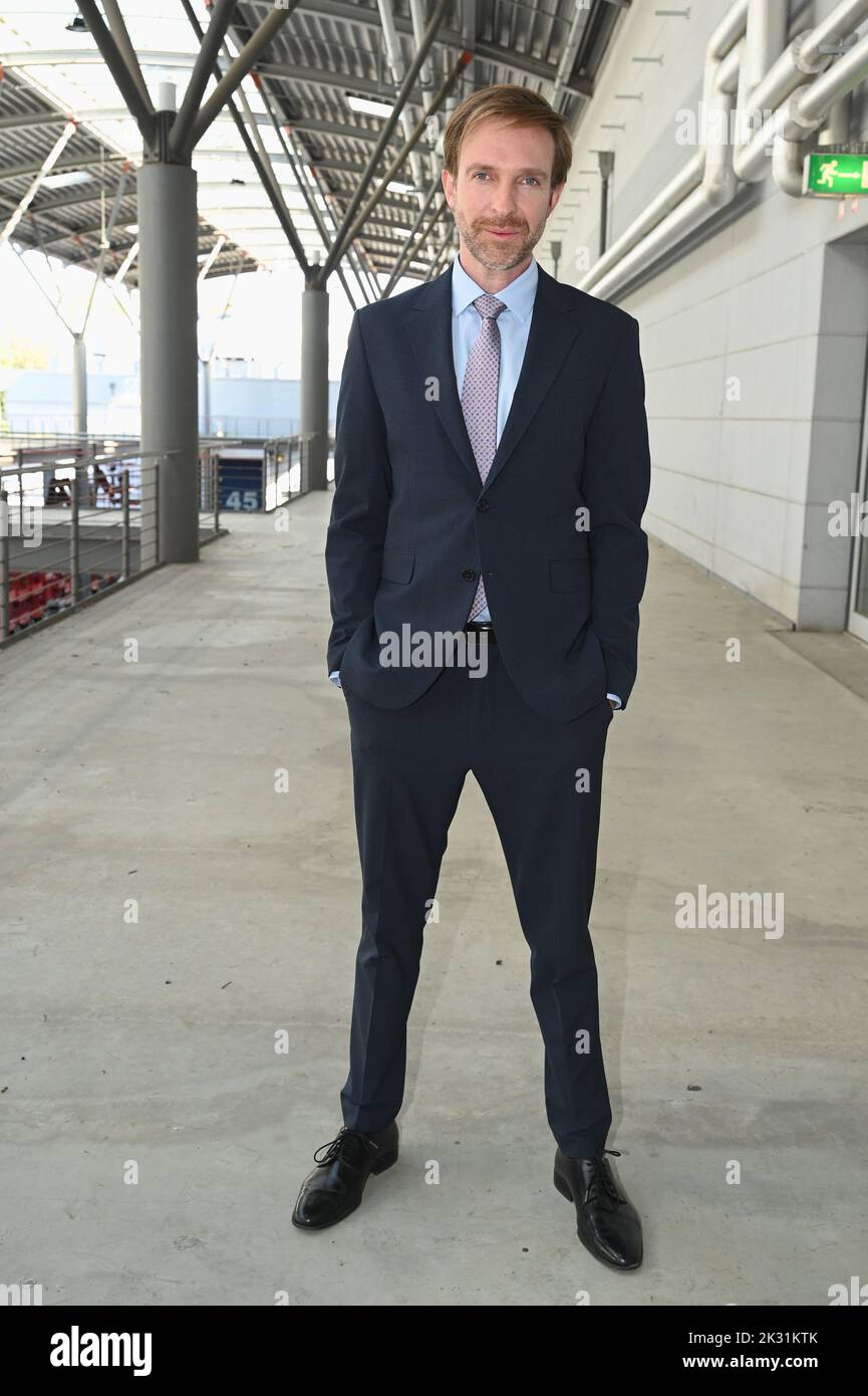 Cologne, Germany. 22nd Sep, 2022. Actor Hugo Grimm looks at the photographer during a photo ...