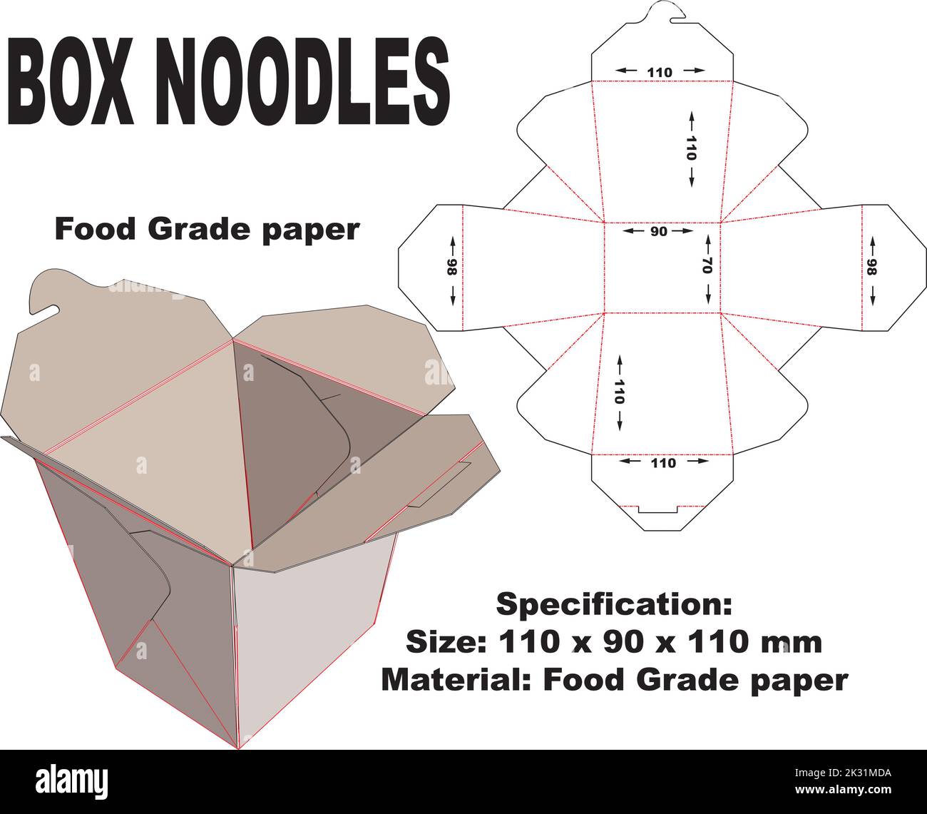 Noodles Box Dieline Stock Vector Image & Art - Alamy