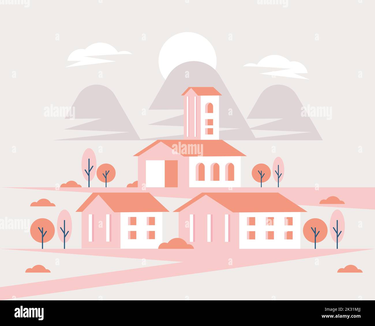 pink buildings cityscape scene Stock Vector Image & Art - Alamy