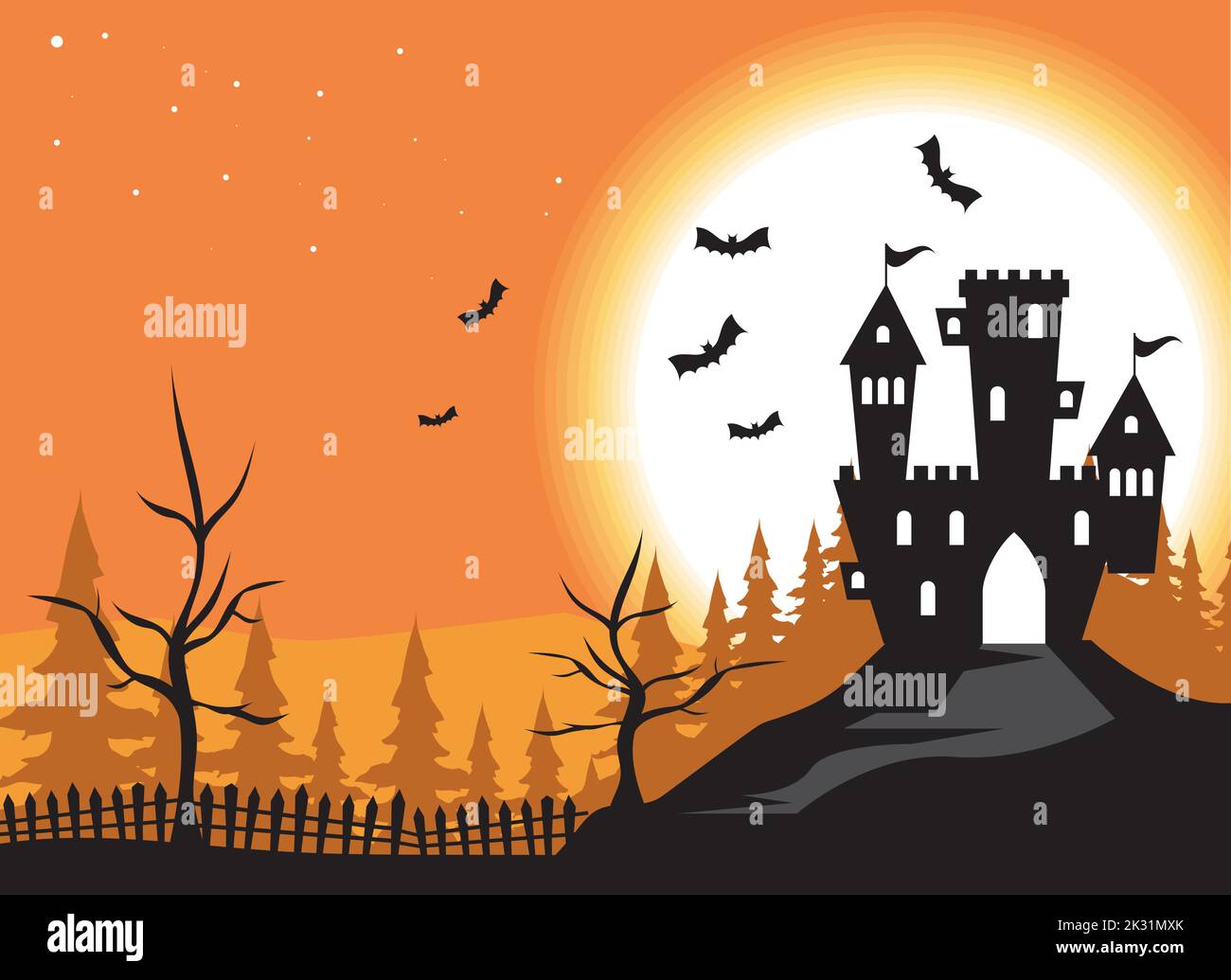 halloween castle and bats Stock Vector Image & Art - Alamy