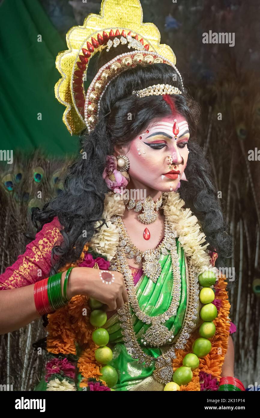 Agomoni concept photo shoot,Woman face with perfect makeup like goddess ...