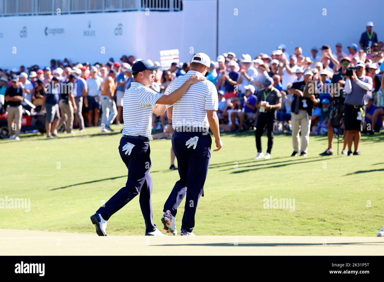 Charlotte, USA. 23rd Sep, 2022. CHARLOTTE, NC - SEPTEMBER 23: USA Presidents Cup golfer Jordan ...