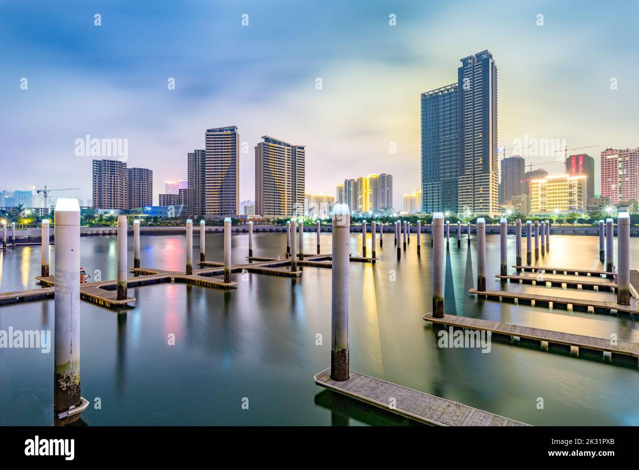Night View of the city at Jinsha Bay, Zhanjiang, China Stock Photo - Alamy