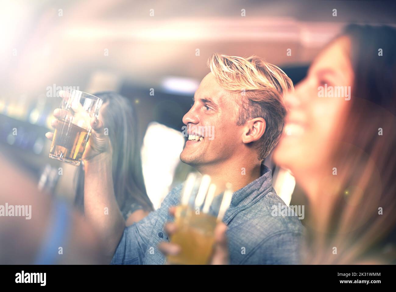 Good times with good friends. friends drinking and having fun in a pub Stock Photo - Alamy