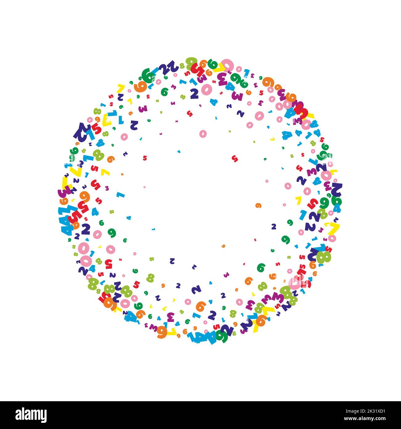 Falling vivid numbers. Math study concept with flying digits. Classic ...