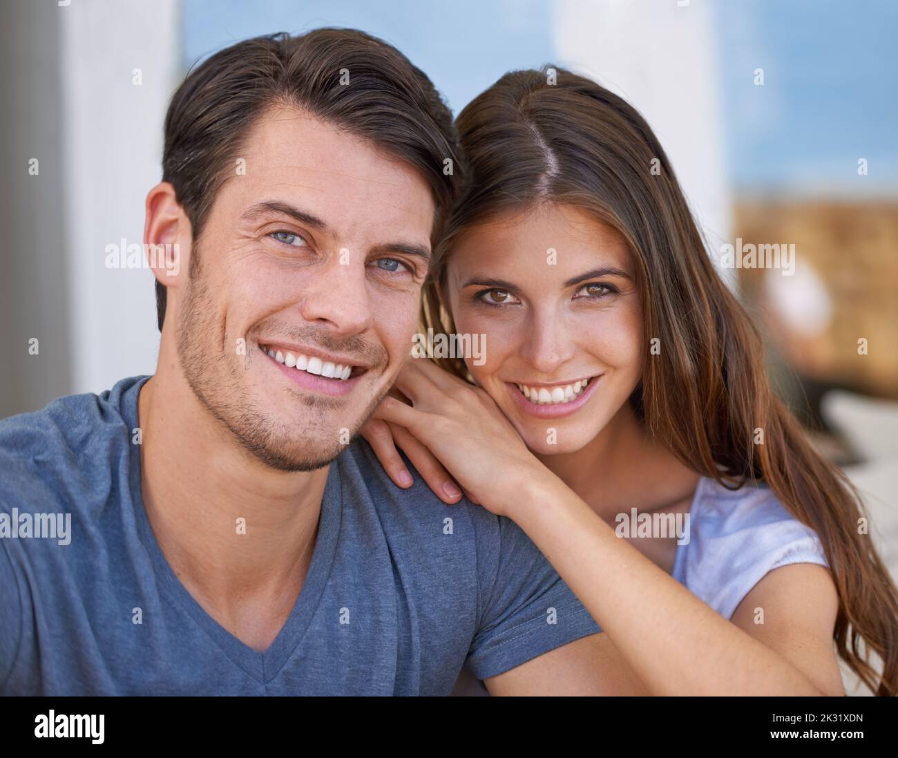 Devoted to each other. Portrait of an affectionate young couple ...
