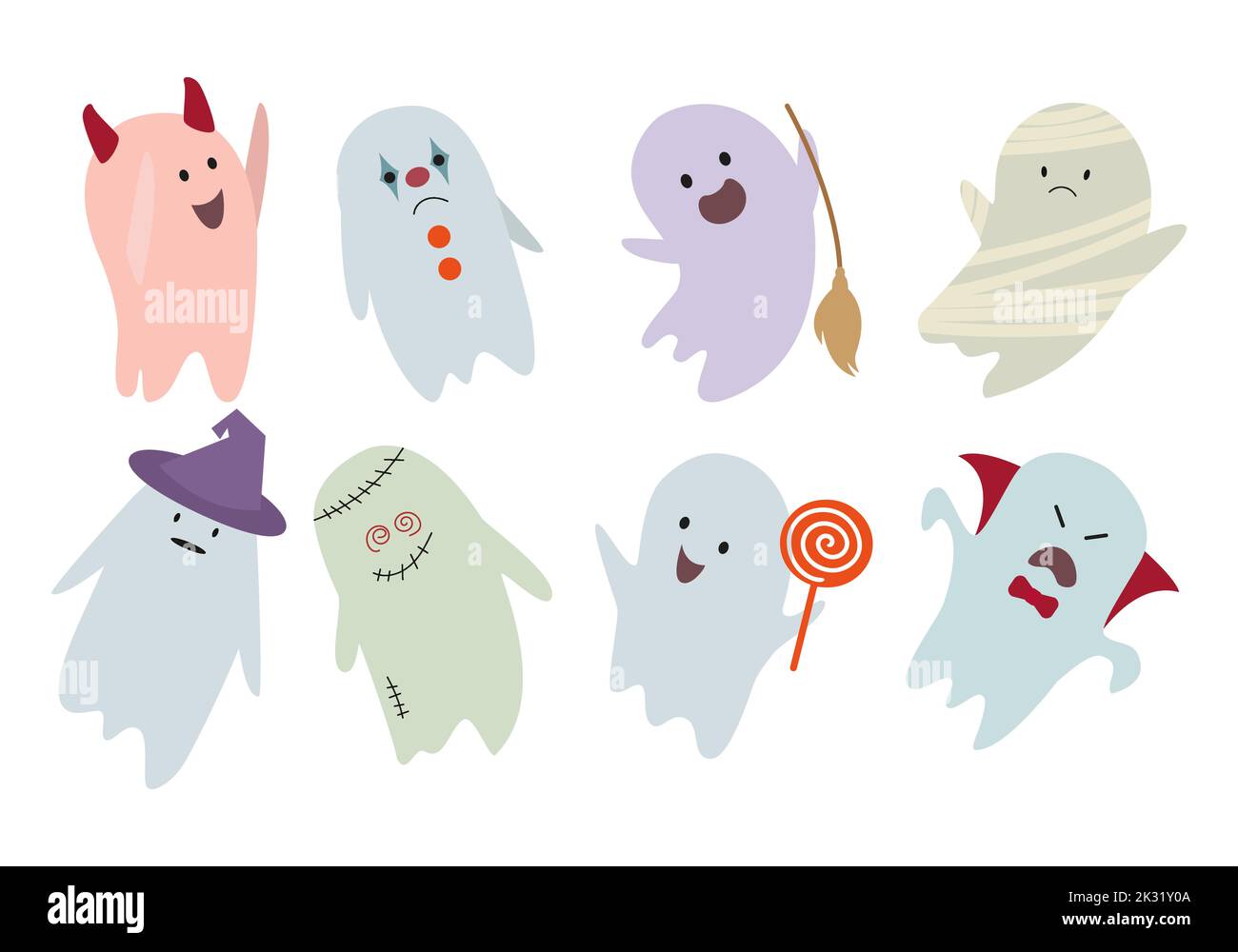 Pattern cute ghosts in Stock Vector Images - Alamy