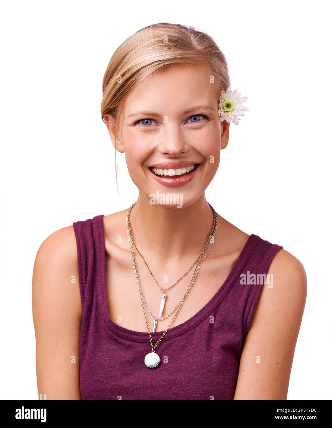Her laugh can charm anyone. Studio portrait of a beautiful young woman ...