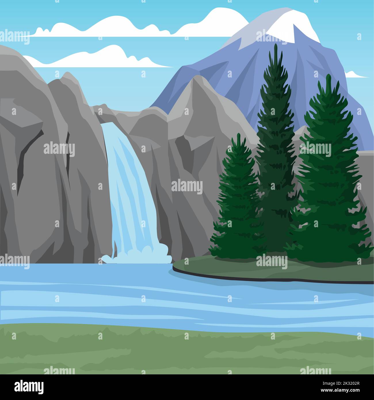 Picturesque waterfall landscape design Stock Vector Images - Alamy