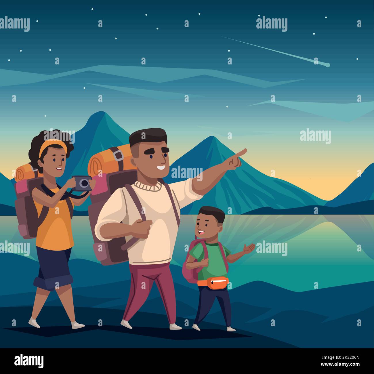 afro family travelers in lake Stock Vector Image & Art - Alamy