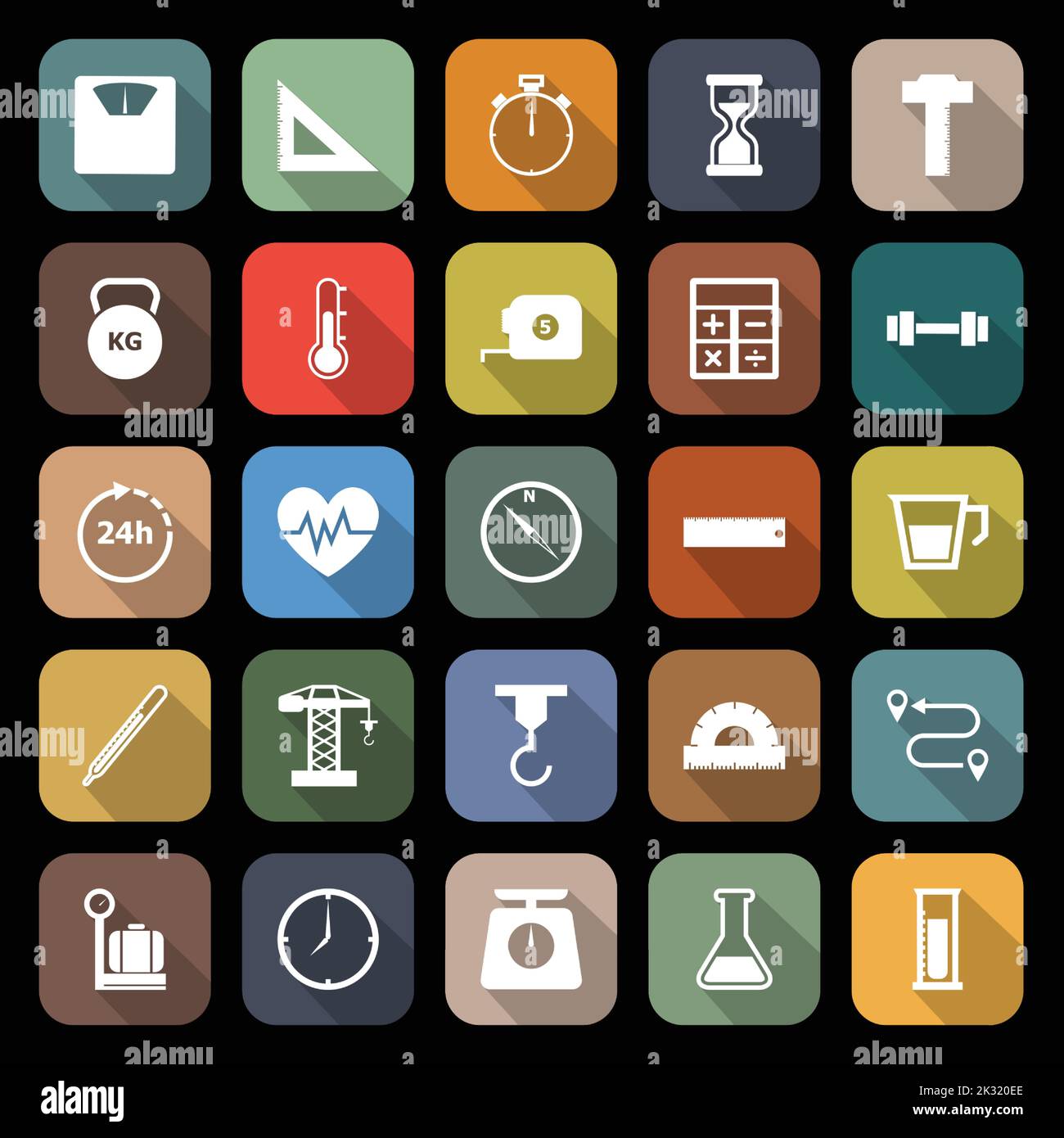 Measuring flat icons with long shadow, stock vector Stock Vector Image ...