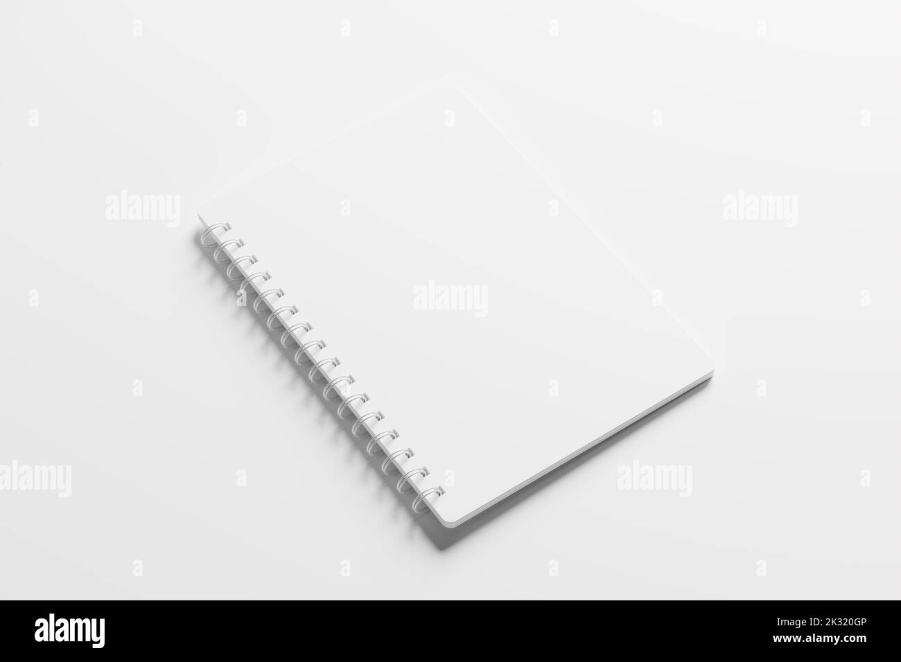 A4 A5 Rounded Corner Spiral Notebook 3D Rendering White Blank Mockup ...