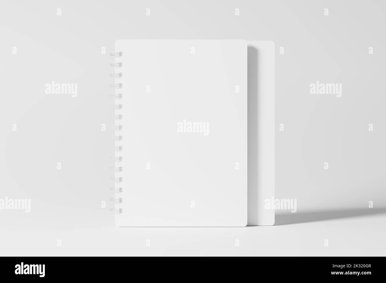 A4 A5 Rounded Corner Spiral Notebook 3D Rendering White Blank Mockup ...
