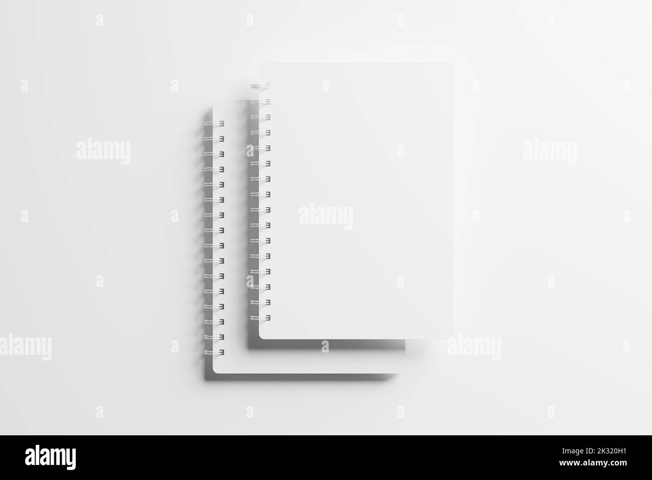A4 A5 Rounded Corner Spiral Notebook 3D Rendering White Blank Mockup ...