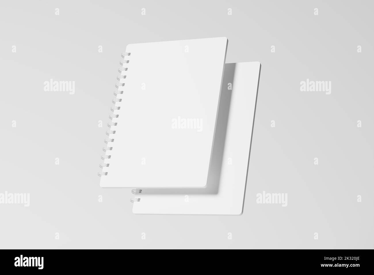A4 A5 Rounded Corner Spiral Notebook 3D Rendering White Blank Mockup ...