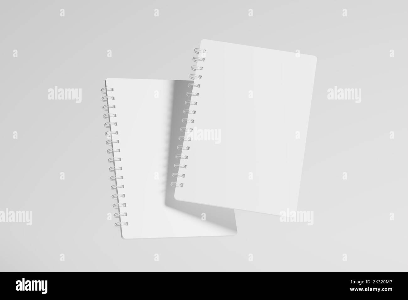 A4 A5 Rounded Corner Spiral Notebook 3D Rendering White Blank Mockup ...