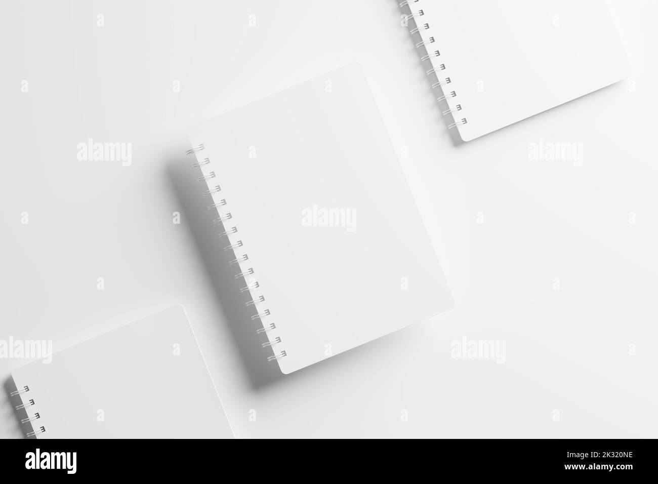 A4 A5 Rounded Corner Spiral Notebook 3D Rendering White Blank Mockup ...