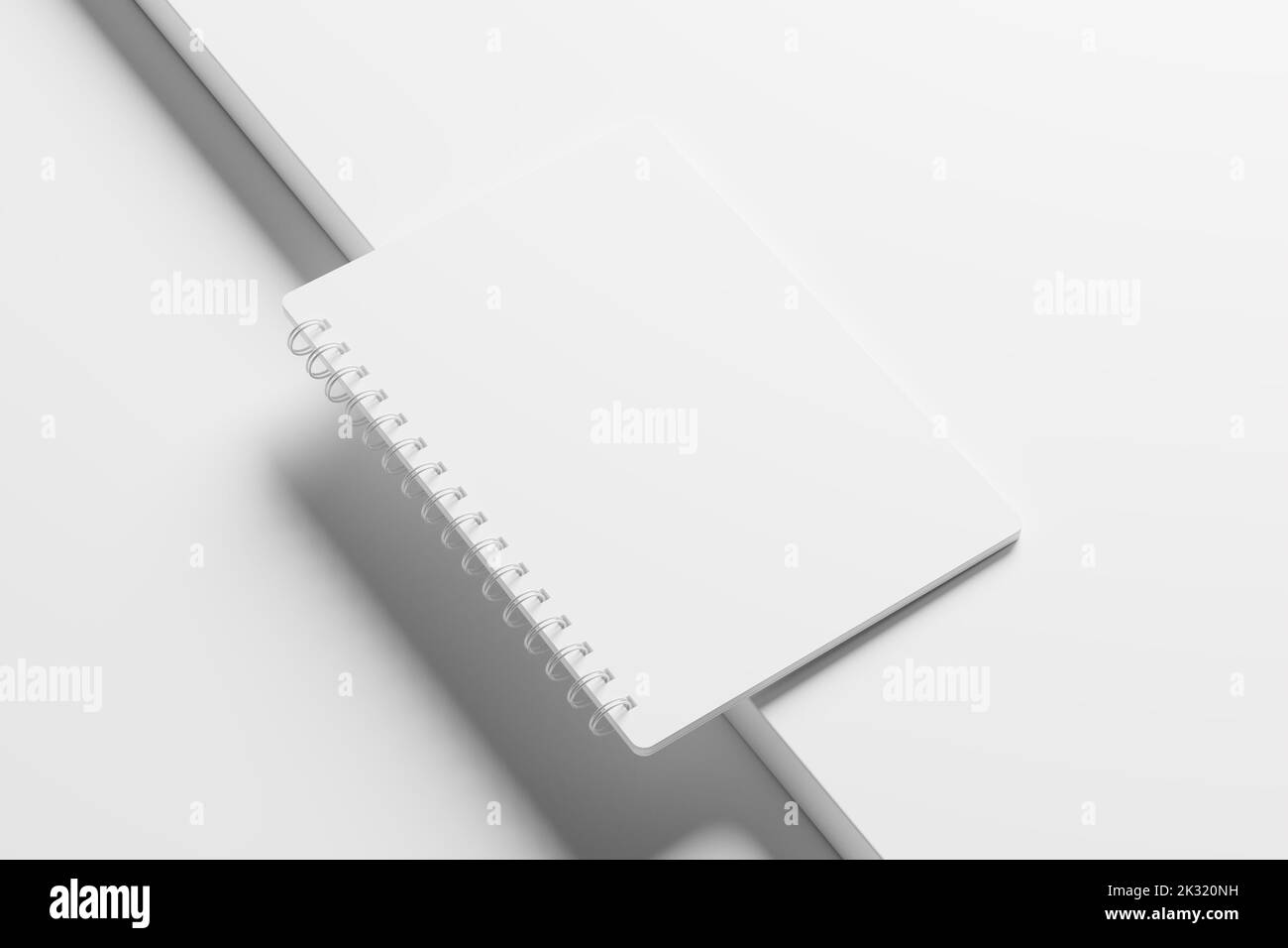 A4 A5 Rounded Corner Spiral Notebook 3D Rendering White Blank Mockup ...