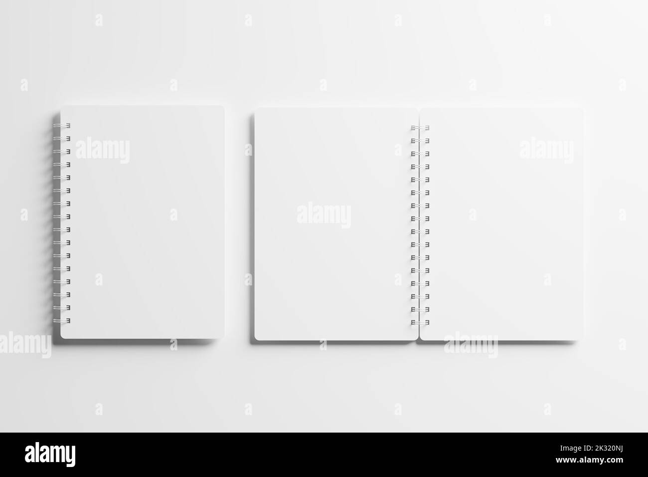 A4 A5 Rounded Corner Spiral Notebook 3D Rendering White Blank Mockup ...