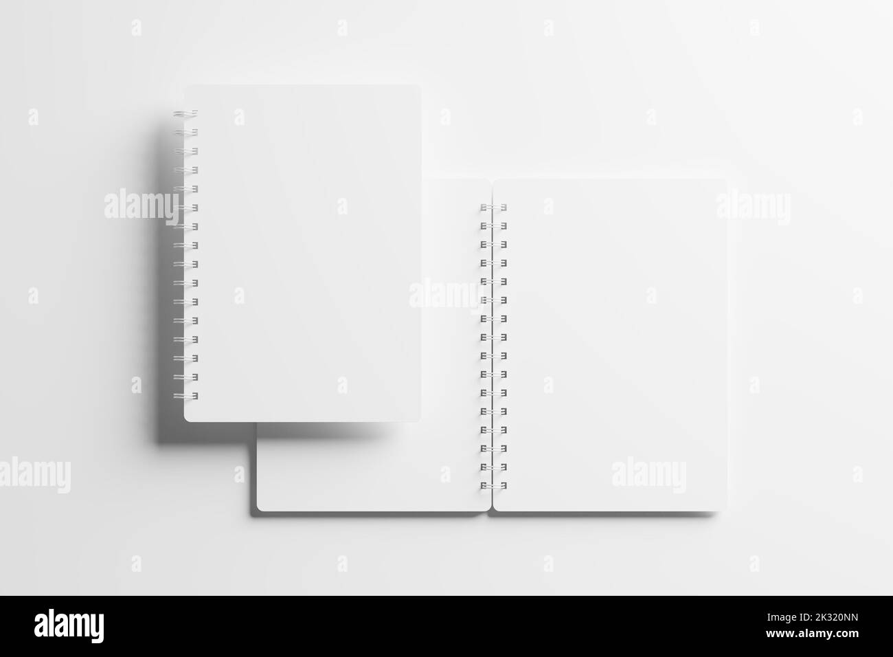 A4 A5 Rounded Corner Spiral Notebook 3D Rendering White Blank Mockup ...