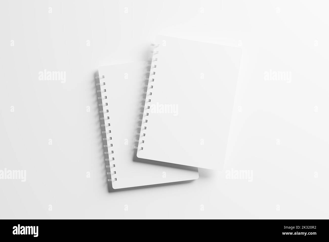 A4 A5 Rounded Corner Spiral Notebook 3D Rendering White Blank Mockup ...