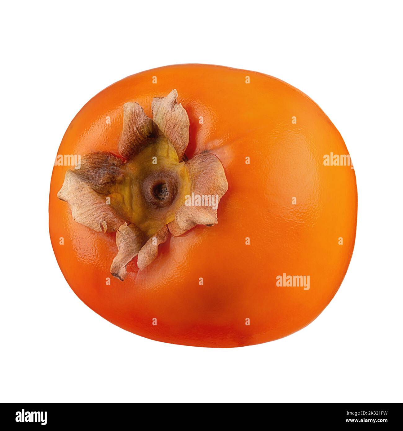 Ripe orange persimmon fruit isolated on white background. File contains ...