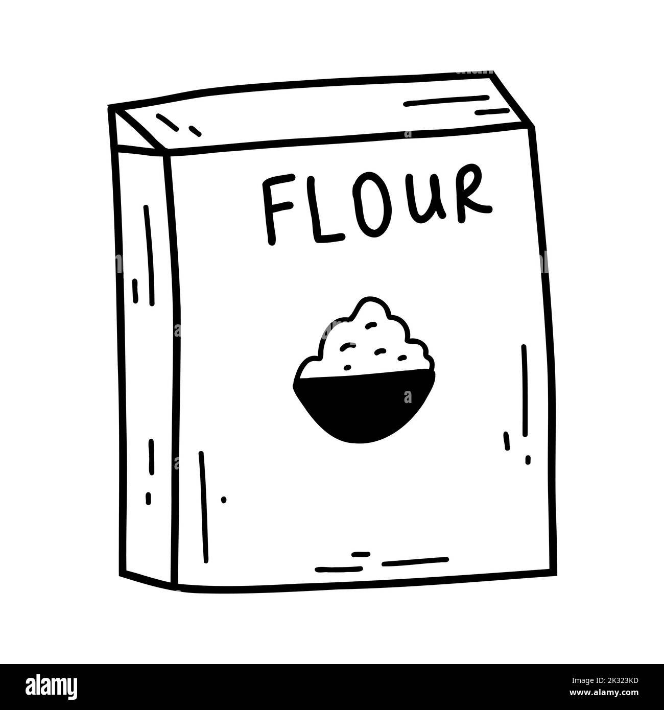 Doodle flour bag in hand drawn style. Sketch vector illustration of ...