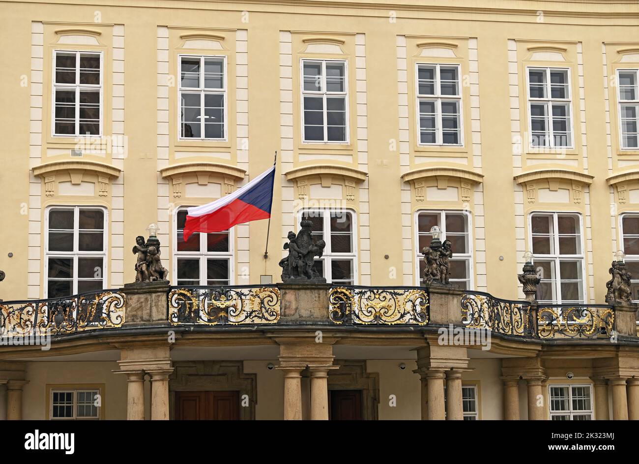 Old building with Czech flag in Prague castle Stock Photo - Alamy