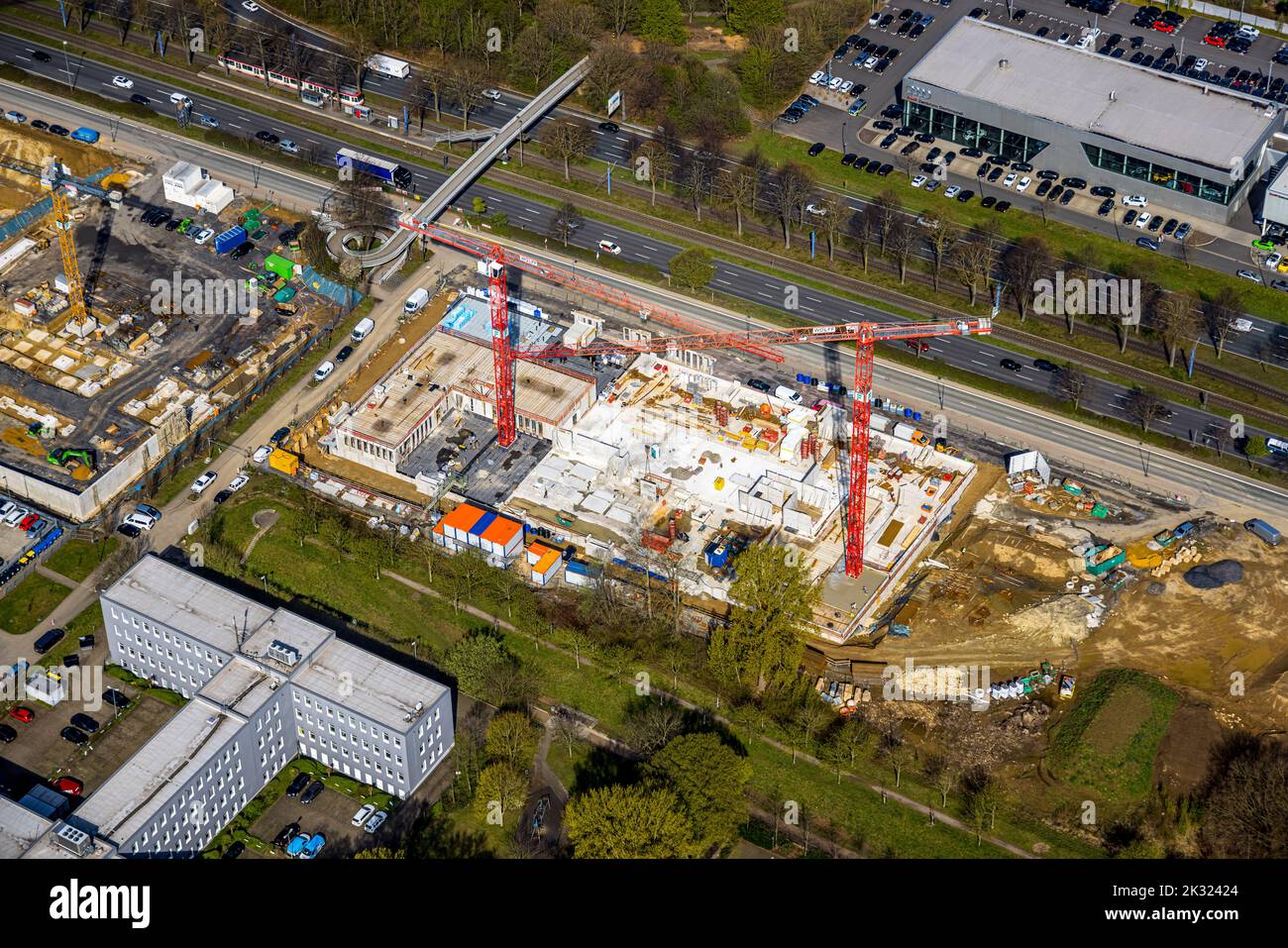 Aerial view, construction site with new building at Stadtkrone-Ost, Schüren, Dortmund, Ruhr area ...
