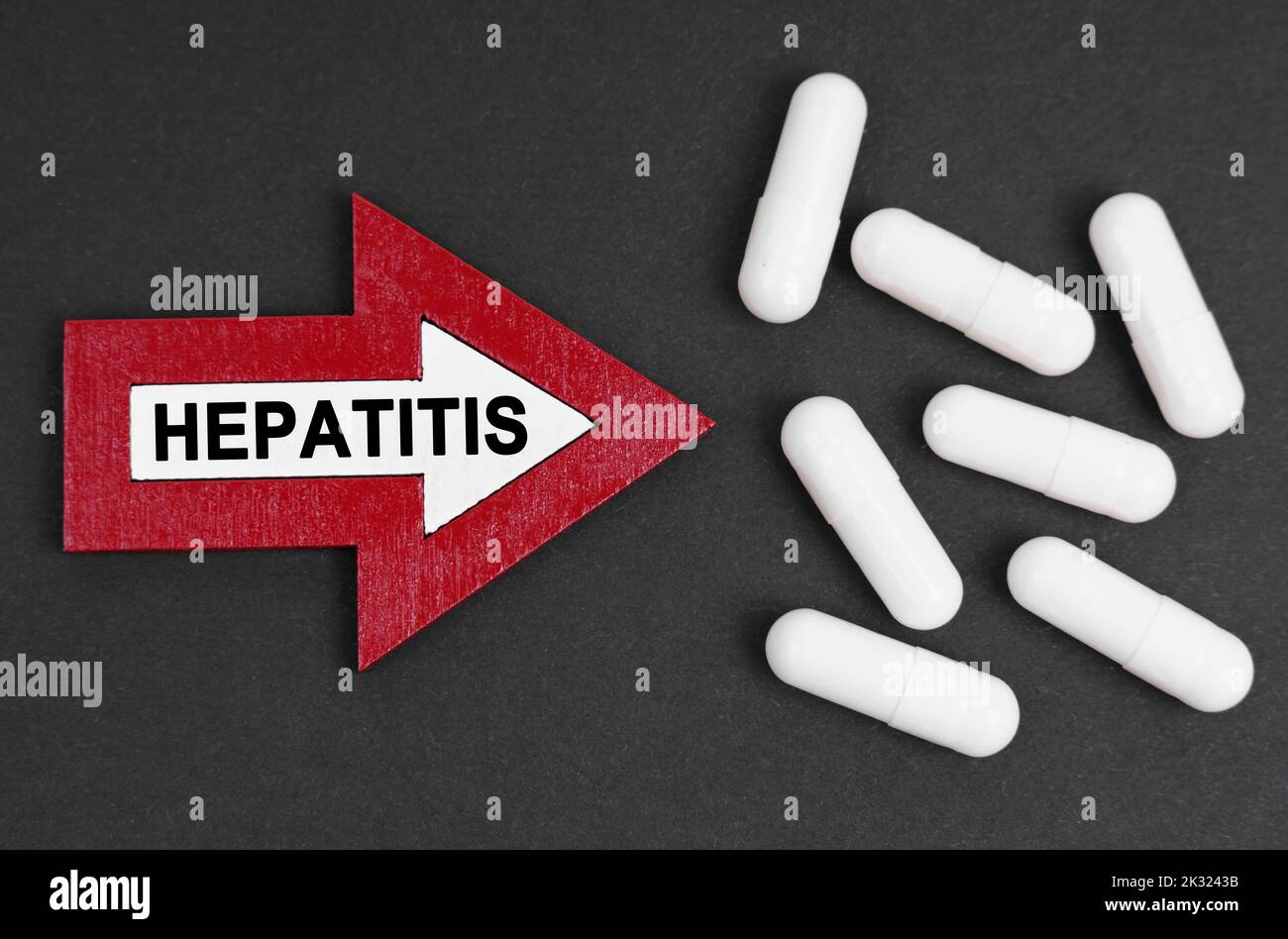 Medicine concept. Tablets are on a black background. They are indicated ...