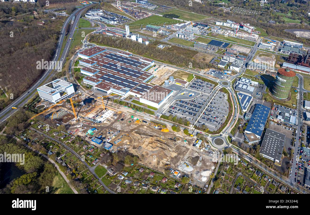 Aerial view, Phoenix West industrial park with gasometer and Wilo Park ...