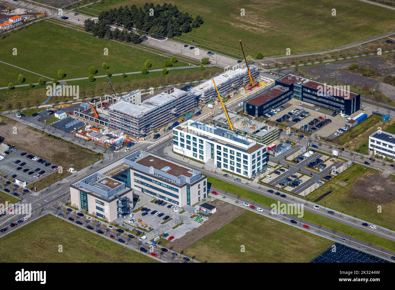 Aerial view, Phoenix West industrial park with new construction of commercial and technology ...