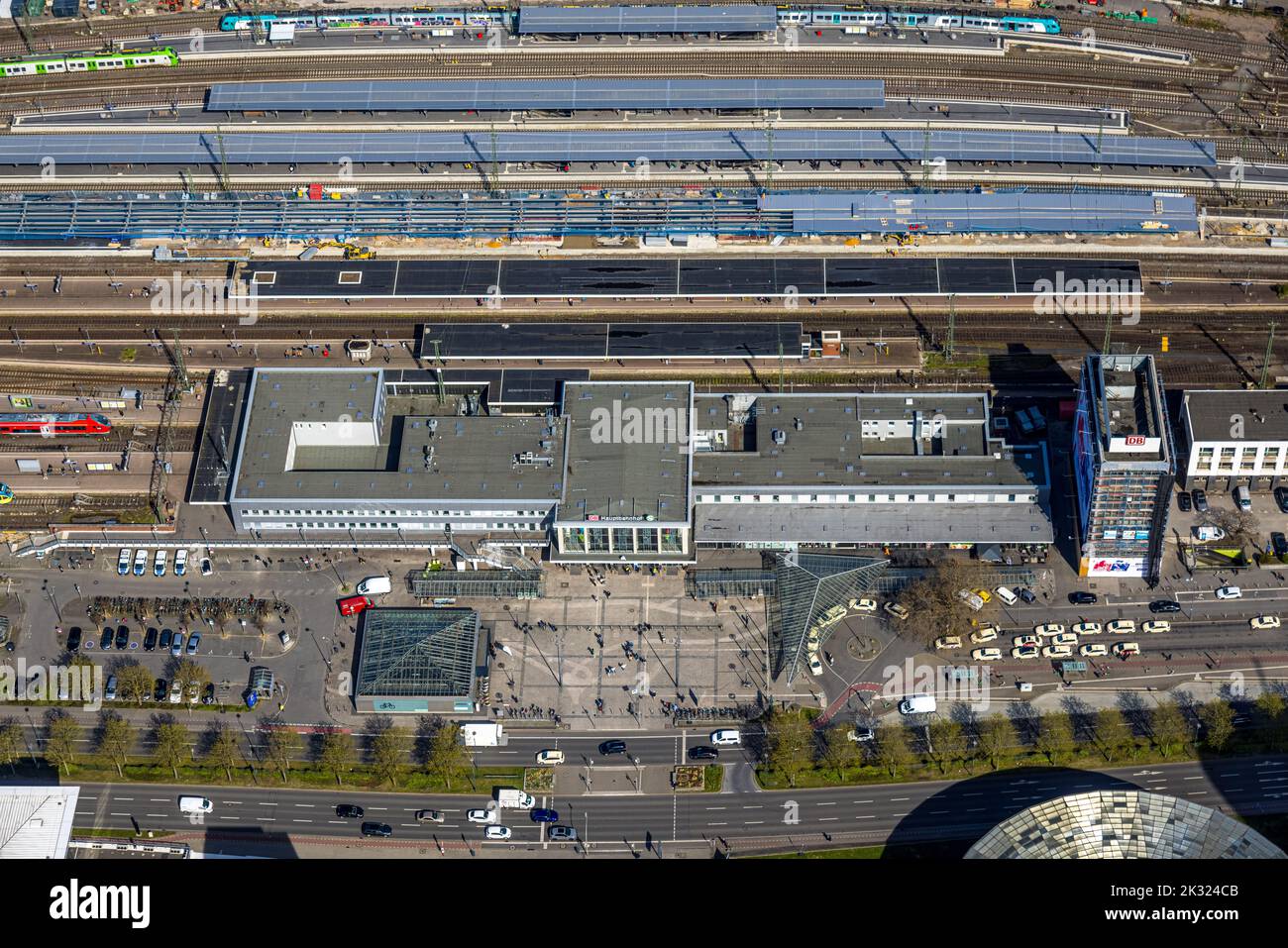 Aerial view, construction site at Dortmund main station, station ...