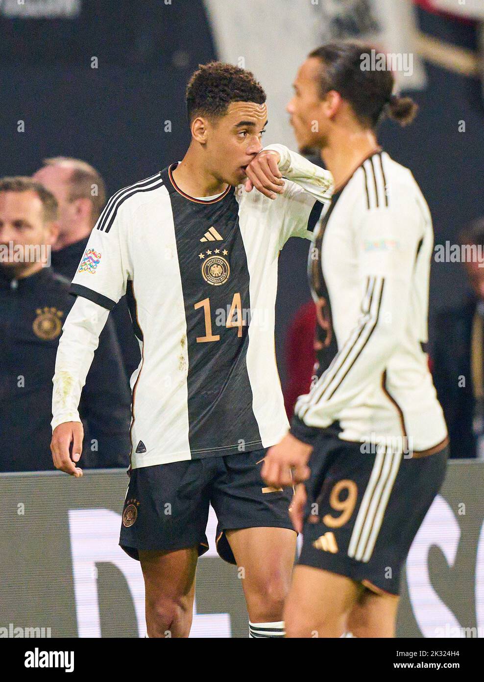 Leipzig, Germany. 23rd Sep, 2022. Jamal Musiala, DFB 14 Leroy SANE, DFB ...