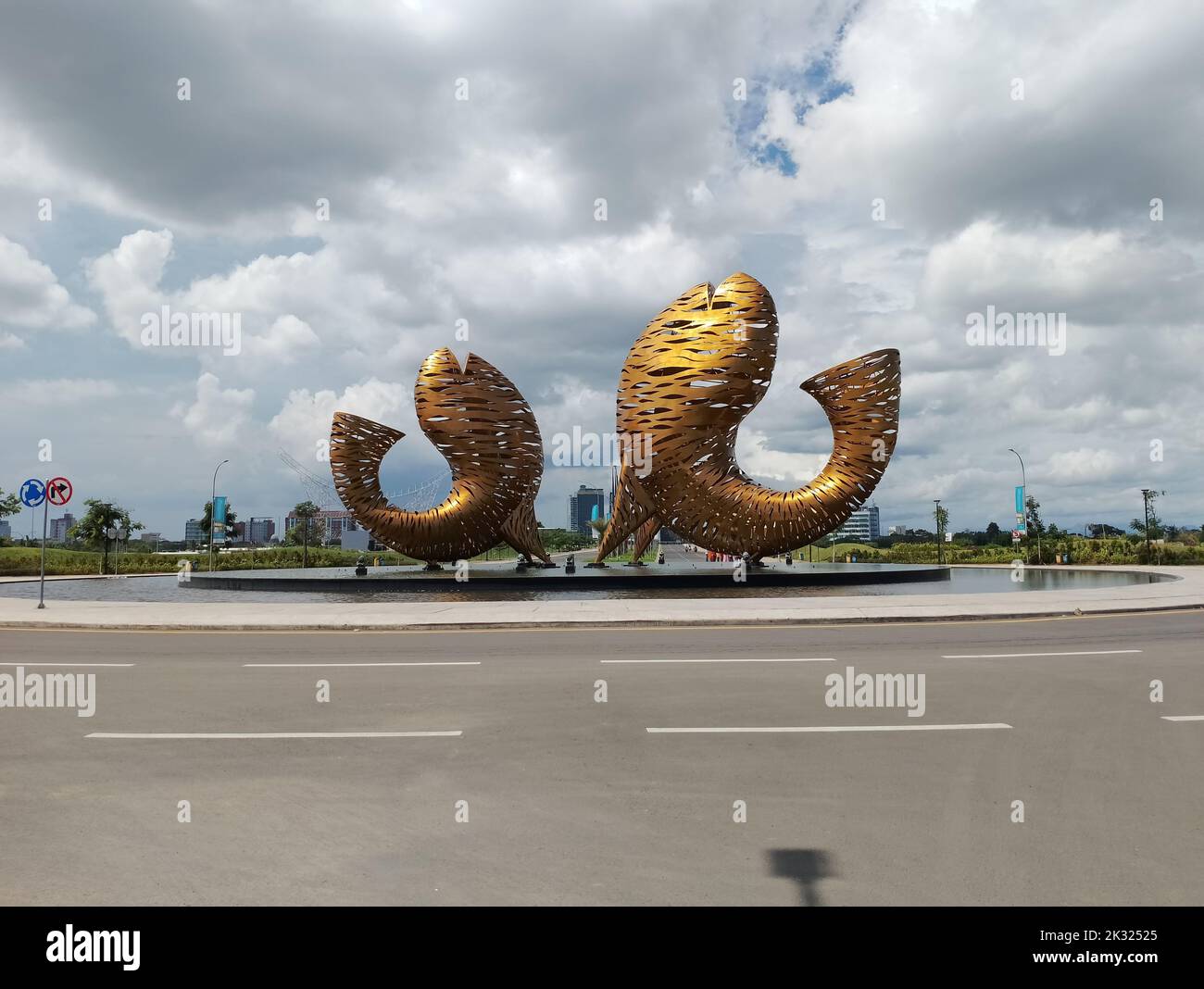 The view of Sculpture Djuku Kalabine under the cloudy sky in Indonesia ...