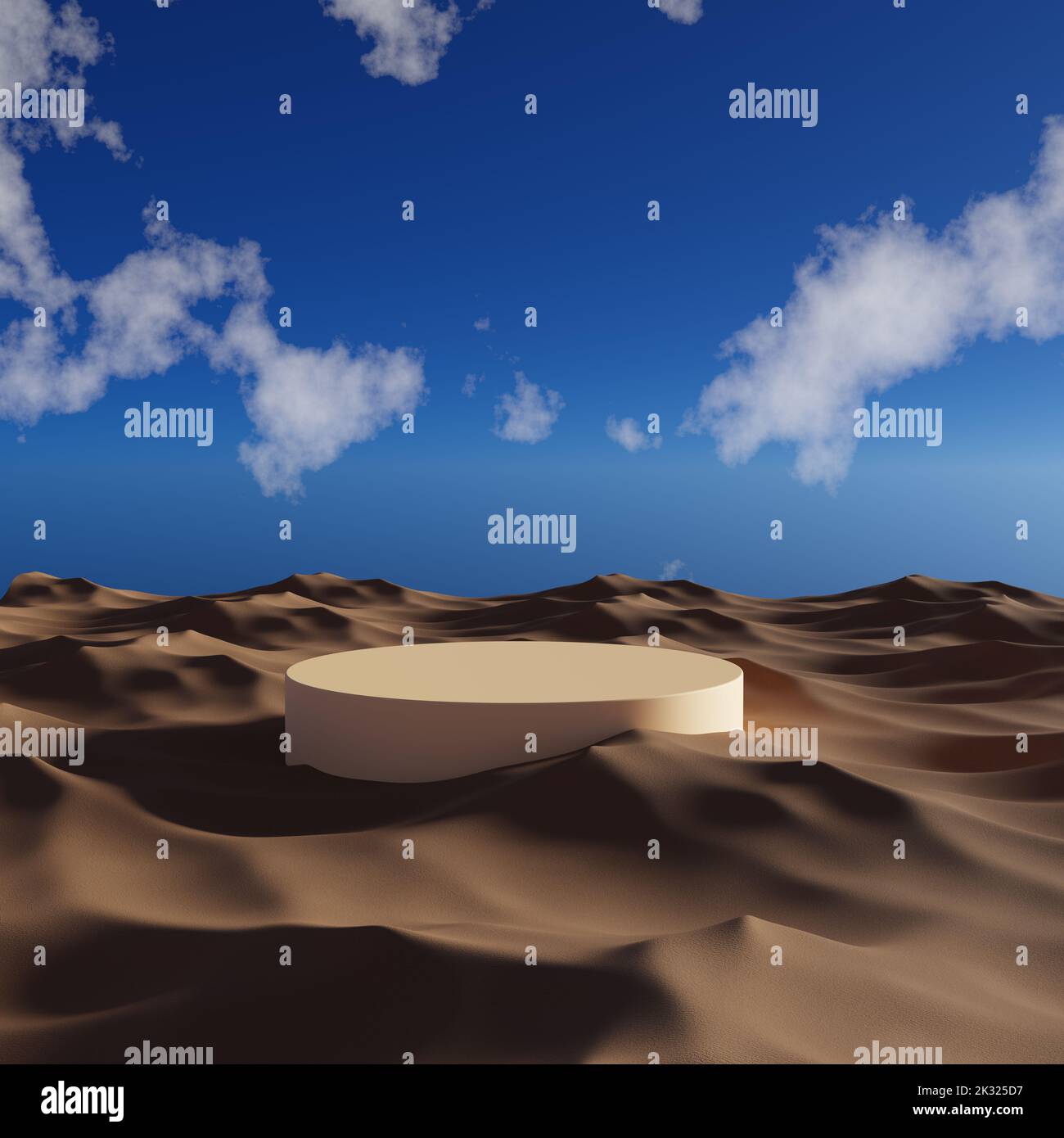Platform / Cylinder Podium in the desert for Product Mockups - 3D ...