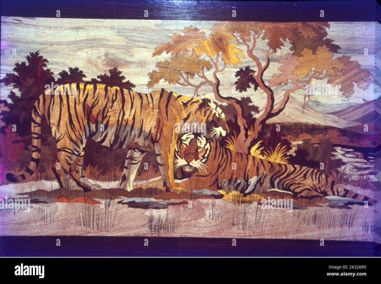 Painting, Wood Craft, Tigers in Forest Stock Photo - Alamy