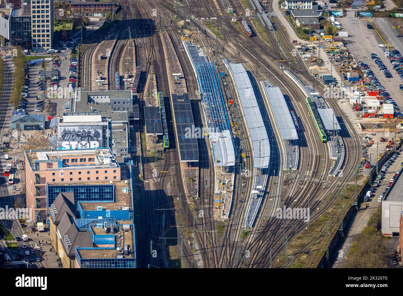 Aerial view, construction site at Dortmund main station, city, Dortmund ...