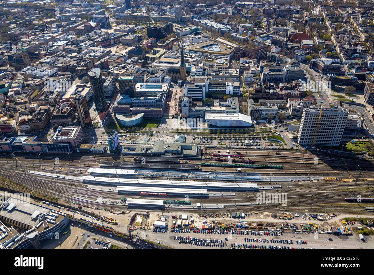 Aerial view, construction site at Dortmund main station with view to ...