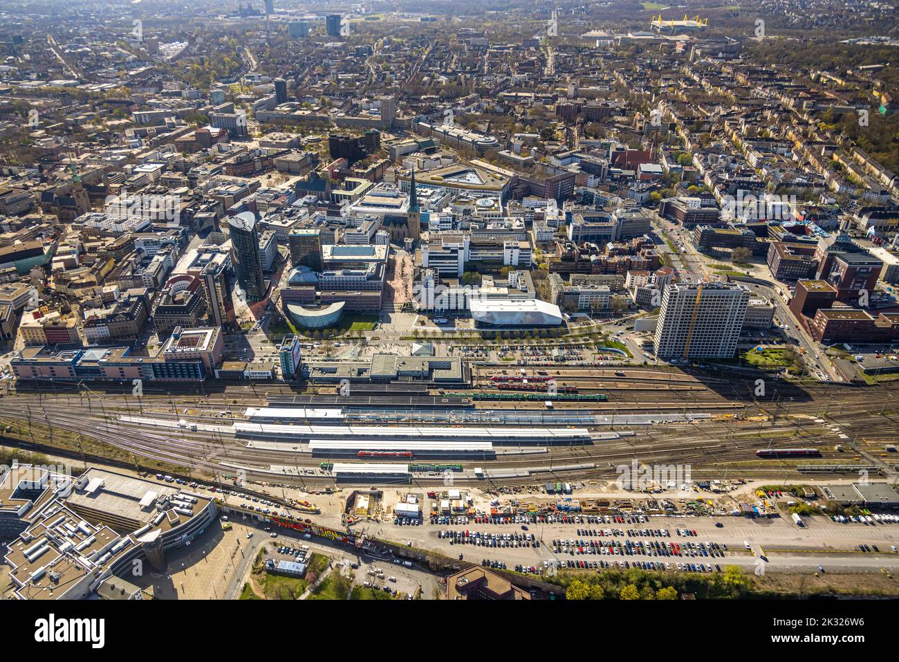 Aerial view, construction site at Dortmund main station with view to ...