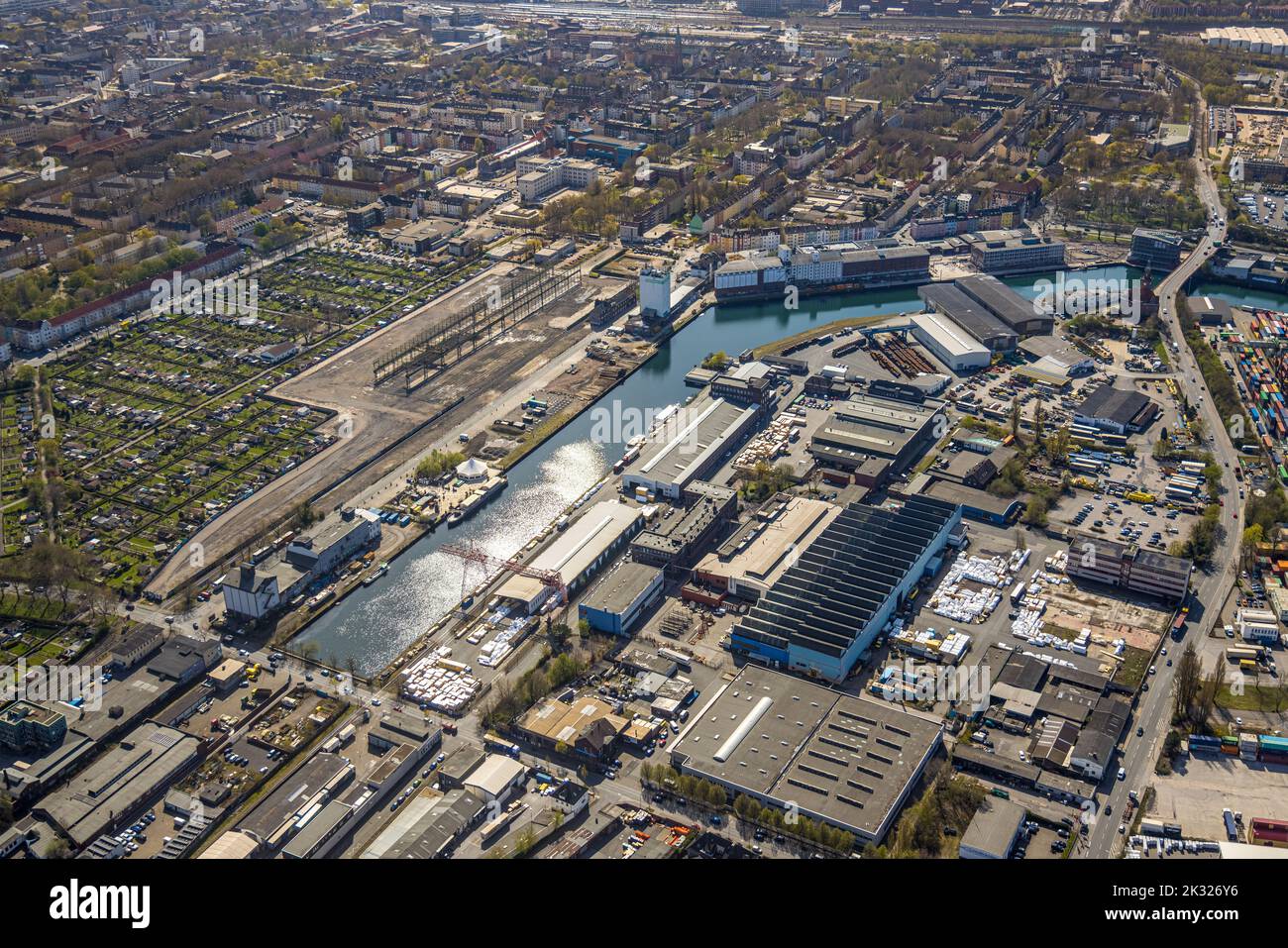 Aerial view, port area in Nordstadt, port, Dortmund, Ruhr area, North ...