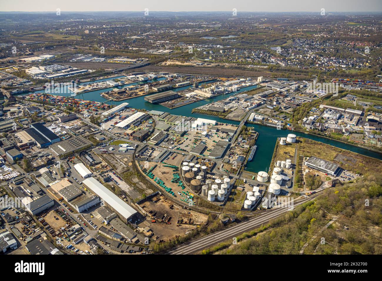 Aerial view, port area in Nordstadt, port, Dortmund, Ruhr area, North ...