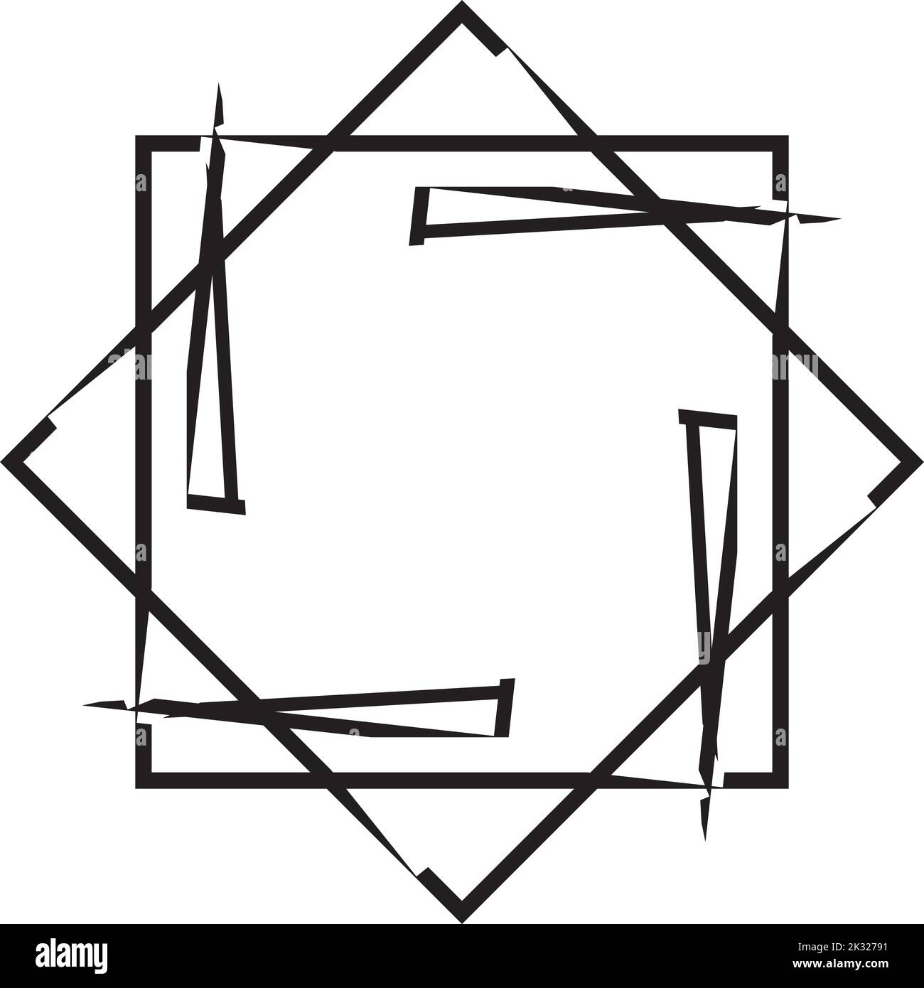 Abstract diamond isquare ntersected psy frame in perspective black on ...