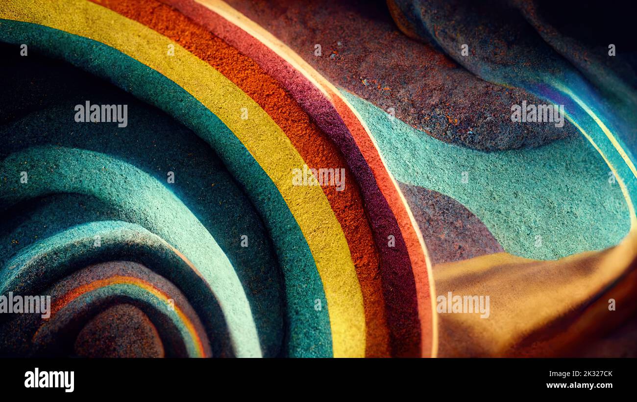 color wave rainbow line backgrounds in 1970s Stock Photo - Alamy