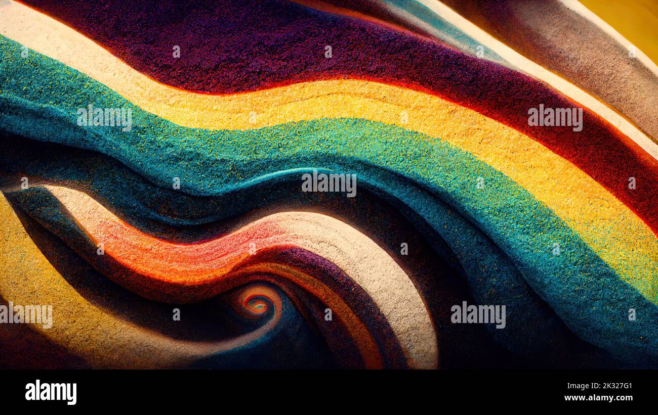 color wave rainbow line backgrounds in 1970s Stock Photo - Alamy
