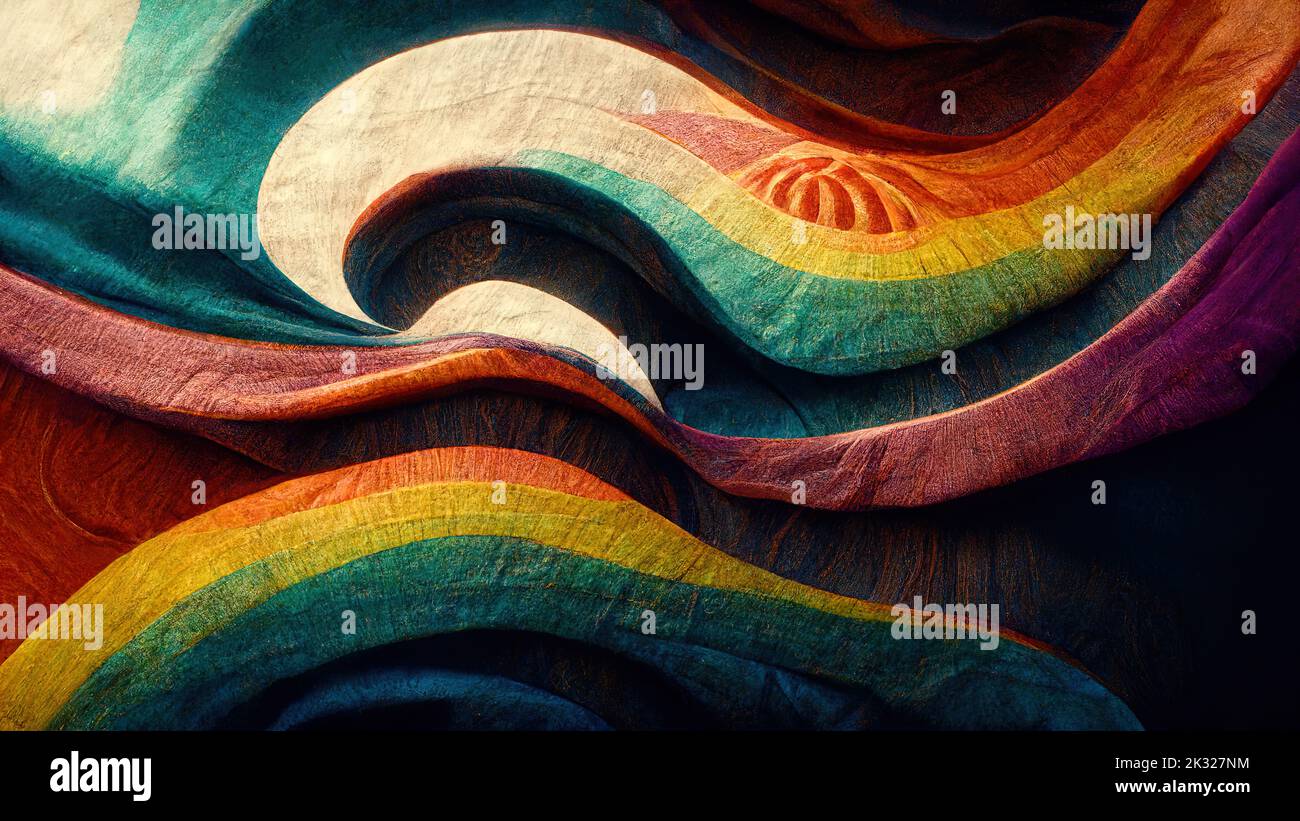 color wave rainbow line backgrounds in 1970s Stock Photo - Alamy
