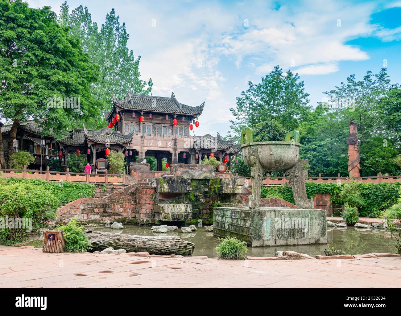 A view of the ancient town of Huanglongxi in Chengdu, Sichuan Province ...