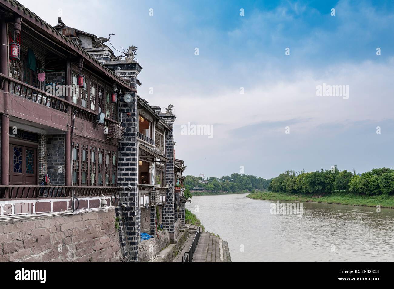 A view of the ancient town of Huanglongxi in Chengdu, Sichuan Province ...