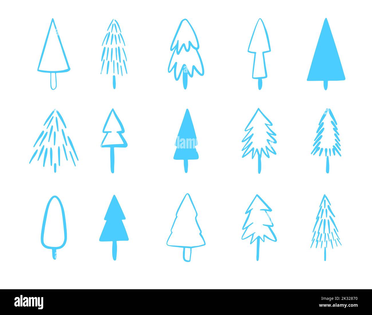 Vector blue set of christmas tree icons Stock Vector Image & Art - Alamy